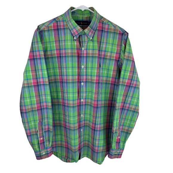 Ralph Lauren | Shirts | Mens Shirt Ralph Lauren Button Down Shirt Large Green Plaid Pony Blue ...